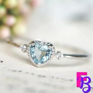 FingerBlingers | Jewelry | Baby Blue Sterling Silver Heart Ring | Poshmark